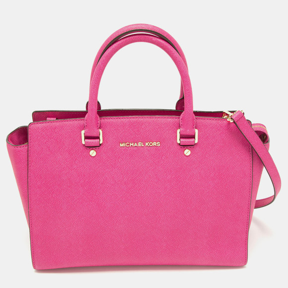 Michael Kors | Bags | Michael Michael Kors Fuchsia Leather Large Selma ...